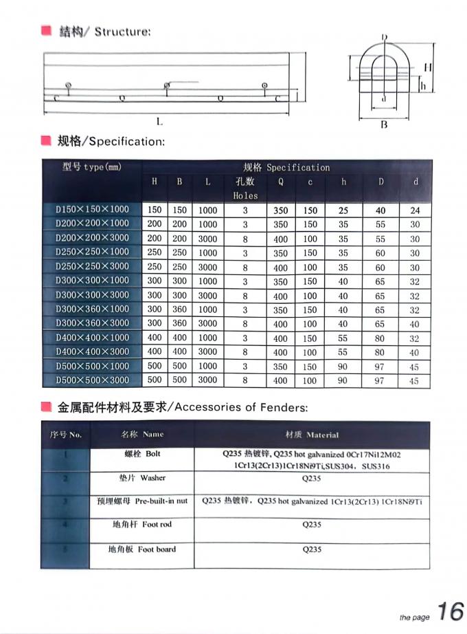 Black D Type Rubber Fender for Port Protection